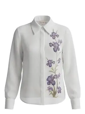 COCO DE LA MOUR Floral Puff Sleeve Blouse - Off White