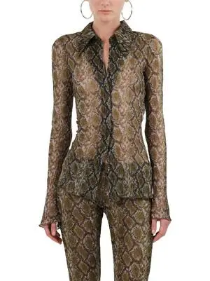 NOCTURNE Snake Print Long Sleeve Shirt - Multi-colored