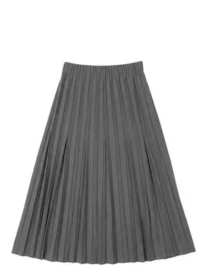 ASPECT Crinkle Pleated Elastic Waist Midi Skirt - Black