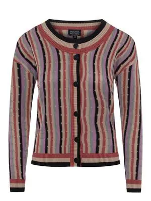 BUHU Cropped Textured Knit Striped Cardigan - Multi
