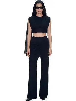 ATOIR Atoir Leonie Cropped Corset Top With Chiffon Drapery