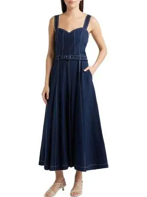 CIEBON Ariena Belted Maxi Dress - Navy