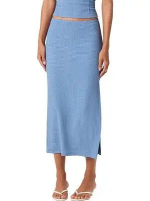 Astr The Label Milana Ribbed Midi Skirt - Blue