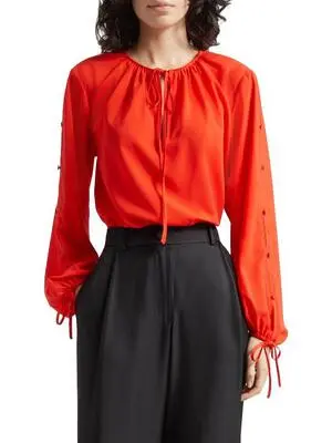 TOCCIN Oletta Tie Cuff Blouse - Tomato