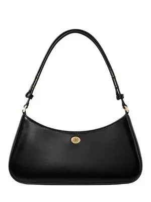 Tory Burch Tory Burch Robinson Leather Zip Top Shoulder Bag Black
