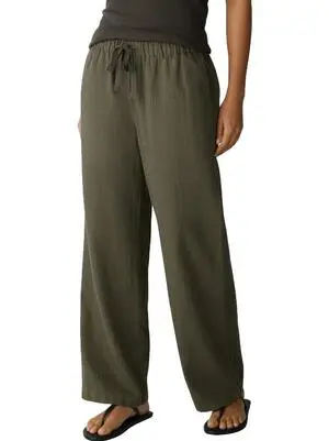 Eileen Fisher Organic Cotton & Organic Linen Straight Leg Pants - Olive