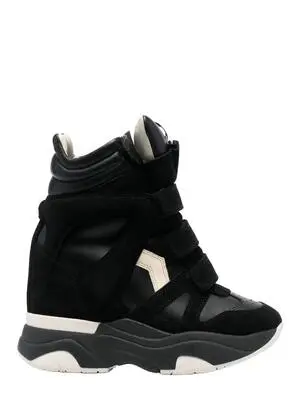 Isabel Marant Étoile ISABEL MARANT Black Calf Leather And Suede High Top Sneakers Black