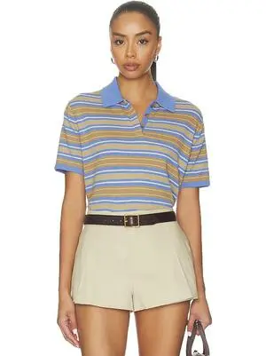 Guest In Residence Short Sleeve Stripe Rugby Tee - Blue