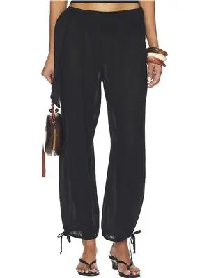 LOVERS AND FRIENDS Draped Tie Waist Gauze Pants - Black
