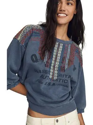 PILCRO Niki Bubble Craft Sweatshirt - Blue Pattern