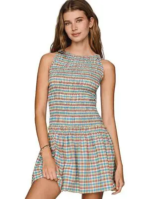 Faithfull The Brand Gala Smocked Mini Dress - Sofia Check