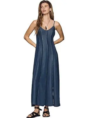 PILCRO Seamed Midi Dress - Medium Denim