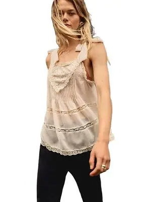 Free People Intimately Lace Blouson Tank - Ivory