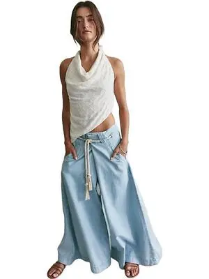 Free People We The Free Harbor Wrap Wide Leg Jeans - Zephyr