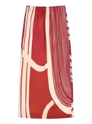 Mare Di Latte Long Abstract-print Skirt - Red