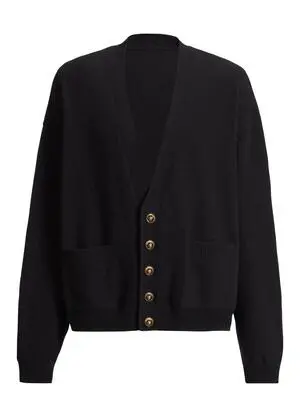 Balmain Eco-cashmere Cardigan With Lion Emblem Buttons - Black