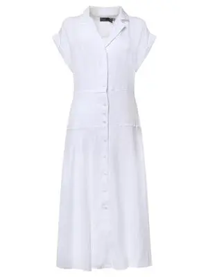 Polo Ralph Lauren A-line Linen Midi Shirt Dress - White