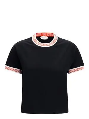 Versace Greca Motif Cropped T-shirt - Black