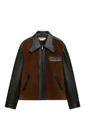 MARNI Marni Leather Jacket With Contrast Crust Leather Front