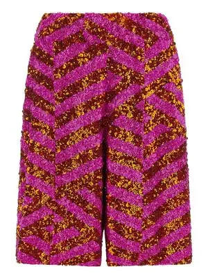 Dries Van Noten Sequined Chevron Pattern Bermuda Shorts - Red