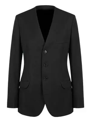 JIL SANDER Collarless Single-breasted Blazer - Black