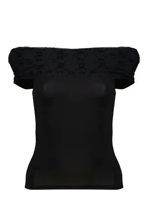 MARINE SERRE Draped Bustier Top With Patterned Print - Black