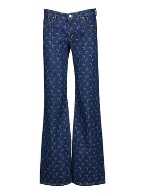 MARINE SERRE Moon Print Bootcut Jeans - Blue