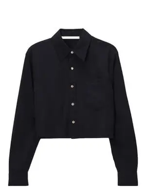 Alexander Wang Cropped Button-down Shirt With Pointed Collar - Black