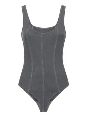 AGOLDE Agolde Elna Stretch Cotton Bodysuit Gray