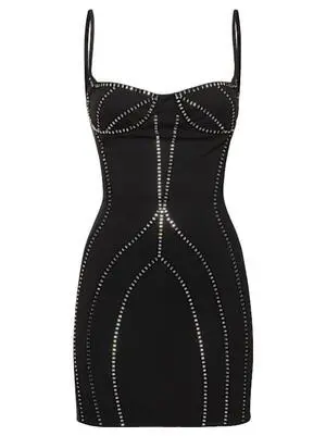 Attico Embellished Sablé Mini Dress - Black