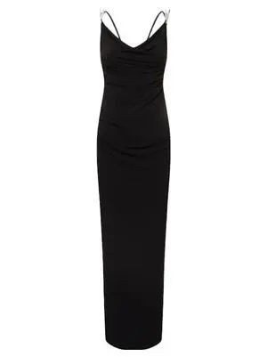 Coperni Backless Gown With Metal Logo Clip - Black