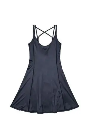 DIESEL® DIESEL Grey Spaghetti Strap Flared Dress With Oval D Embroidery Gray
