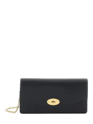 Mulberry Mulberry Textured Calf Leather Clutch With Chain Strap Black