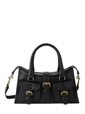 Mulberry Grained Leather Tote Bag With Buckle Fastening - Black