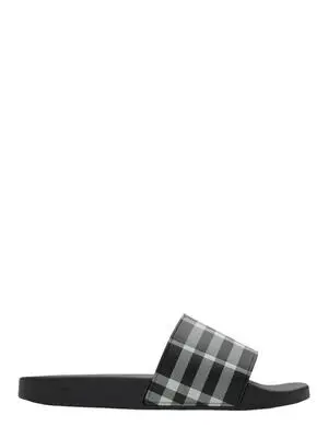 Burberry Checked Slides - Black