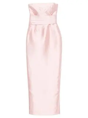 Solace London Strapless Evening Gown With Waist Detail - Pink