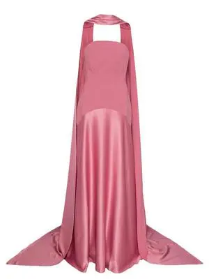 Solace London Strapless Gown With Scarf Detail - Pink