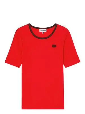 GANNI GANNI Short Sleeve T-Shirt With Logo Detail Red