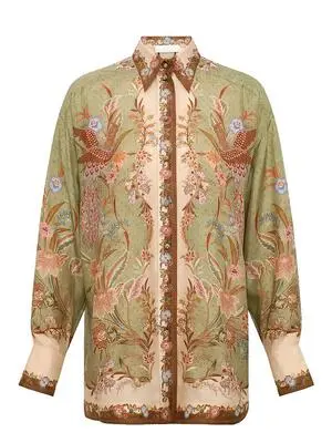 Zimmermann Floral Print Silk Shirt - Green