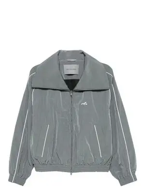 Balenciaga Grey Oversized Zip-up Jacket With Piping Detail - Gray