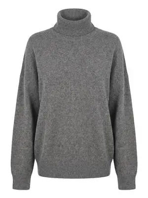 Brunello Cucinelli BRUNELLO CUCINELLI Grey Cashmere Roll Neck Jumper Gray