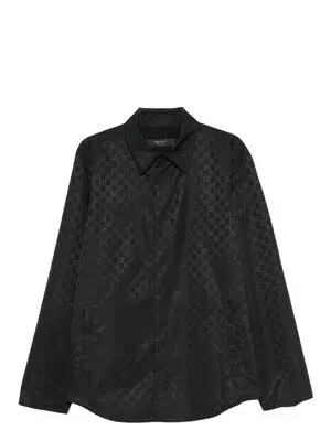 Gucci Gg Supreme Pattern Silk Blend Shirt Jacket - Black