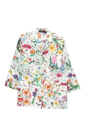 Gucci Flora Print Silk Shirt - White