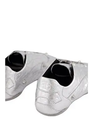 Balenciaga BALENCIAGA Silver Metallic Effect Studded Lace-Up Trainers Silver