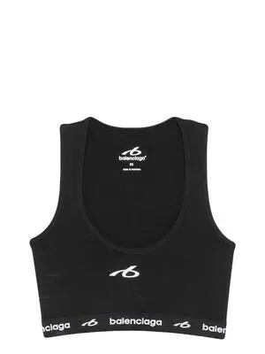 Balenciaga Cropped Logo Racerback Sports Bra - Black