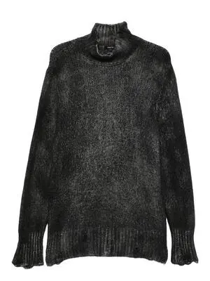 Avant Toi Charcoal Grey Chunky Knit Roll Neck Sweater - Gray
