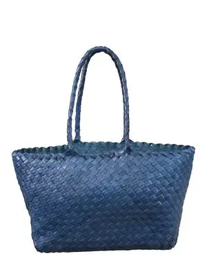 RIMINI Woven Eco Leather Amadea Shopper Handbag - Blue