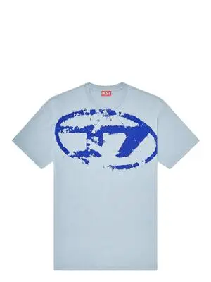 DIESEL® T-shirt With Distressed Flocked Logo Blue