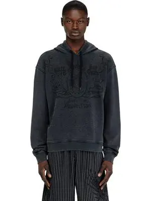 DIESEL® Printed Hoodie With Rhinestone Studs - Grey