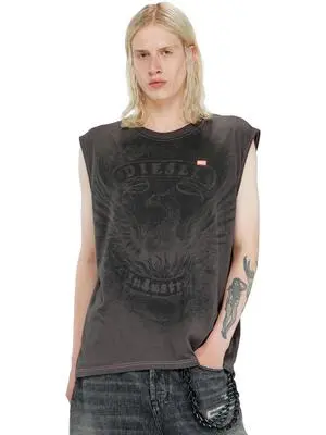 DIESEL® Sleeveless Top In Cotton With Tonal Graphic - Grey